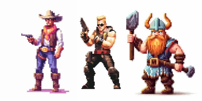 Retro Pixelated Video Game Characters Midjourney Prompt | PromptBase
