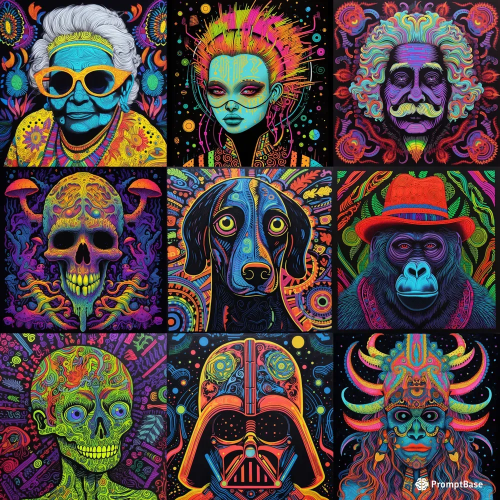 Trippy Psychedelic Portraits Midjourney Prompt | PromptBase