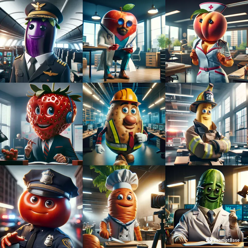 Professional Fruit Portraits DALL·E Prompt | PromptBase