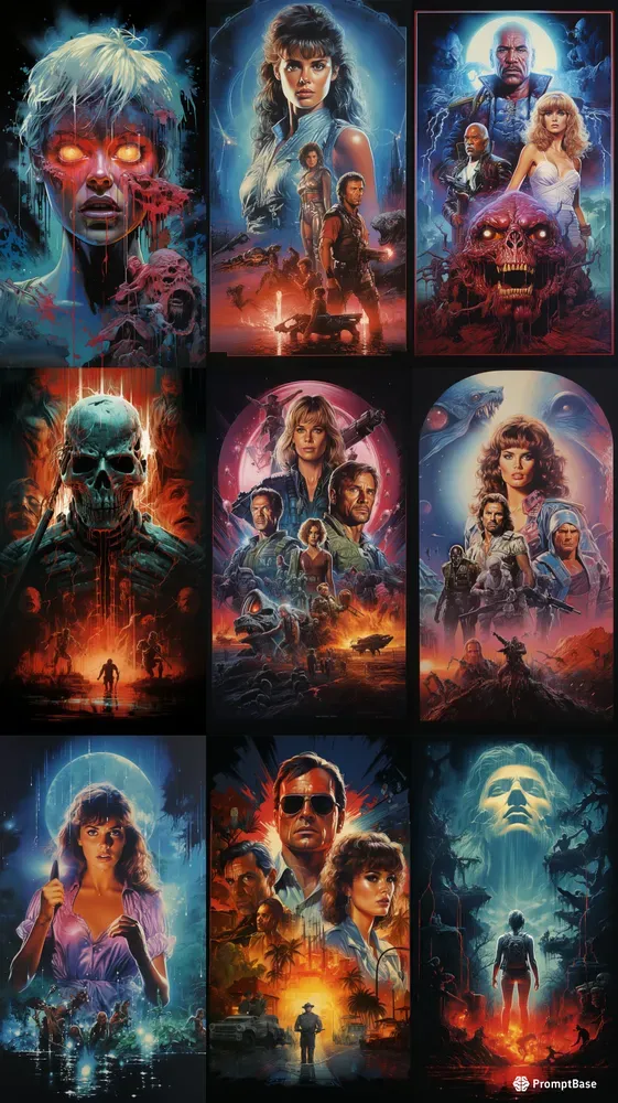 Retro Movie Posters From The 80s Midjourney Prompt | PromptBase