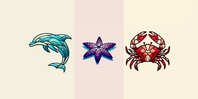 Stylized Mosaic Sea Character Generator App | PromptBase