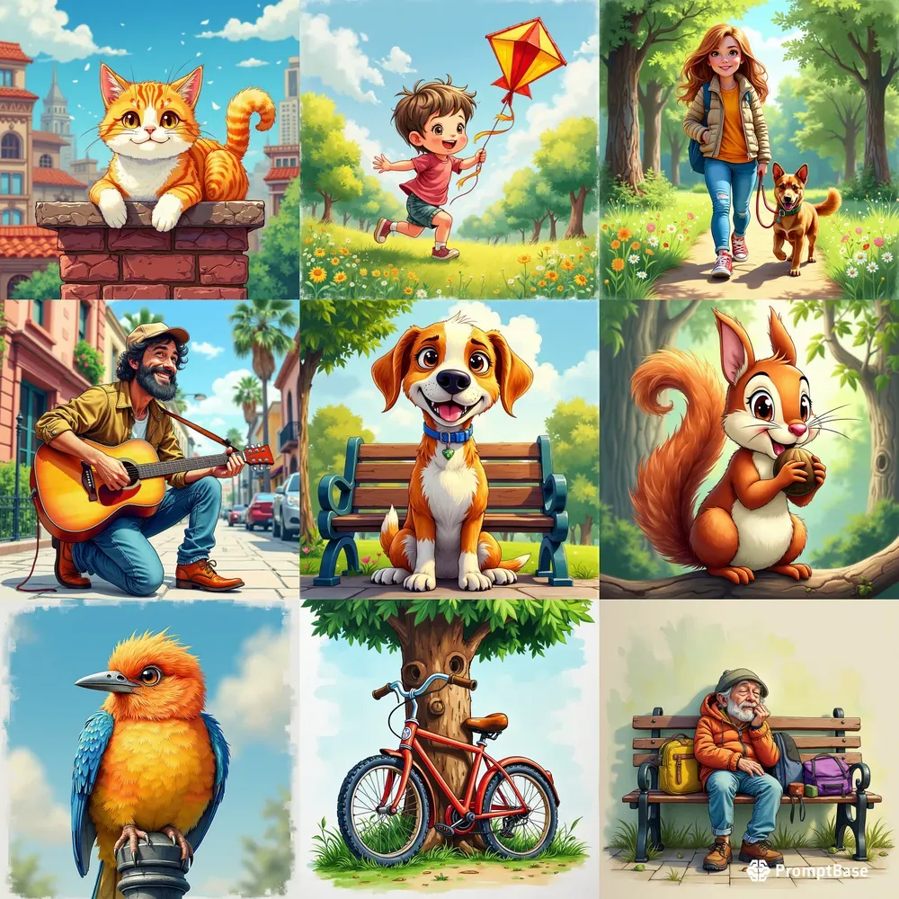 Vibrant Illustrations In Cartoons FLUX Prompt | PromptBase