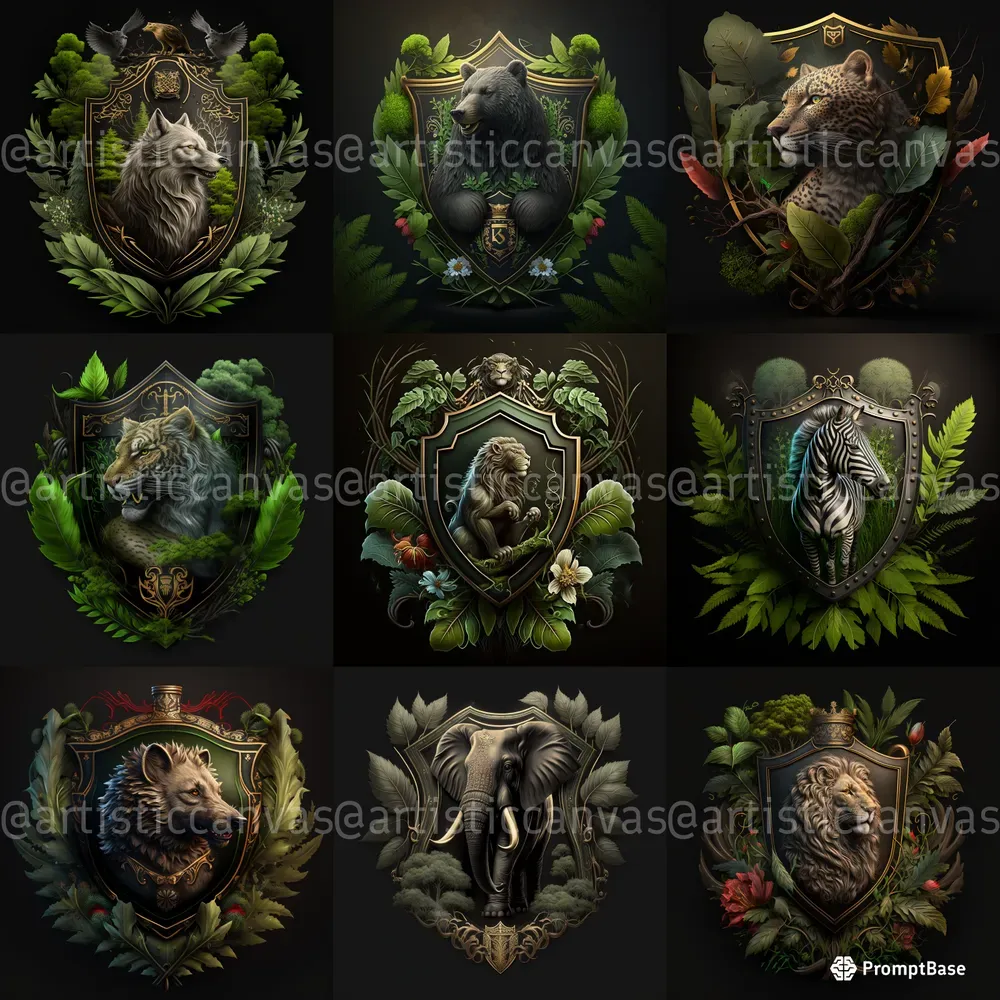 Elegant Heraldic Coats Of Arms Midjourney Prompt | PromptBase