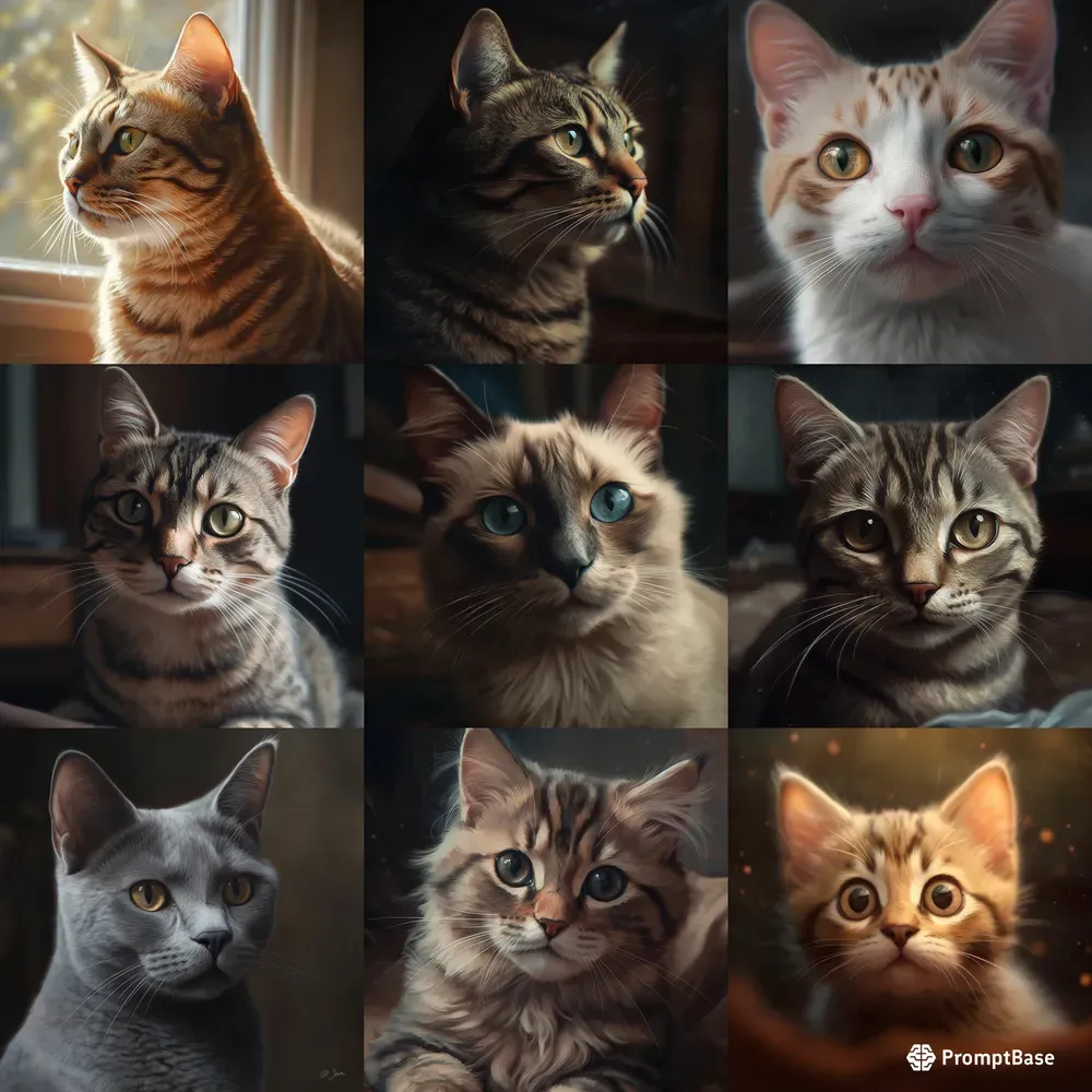Realistic Portraits Of Cute Cat Photos Midjourney Prompt | PromptBase