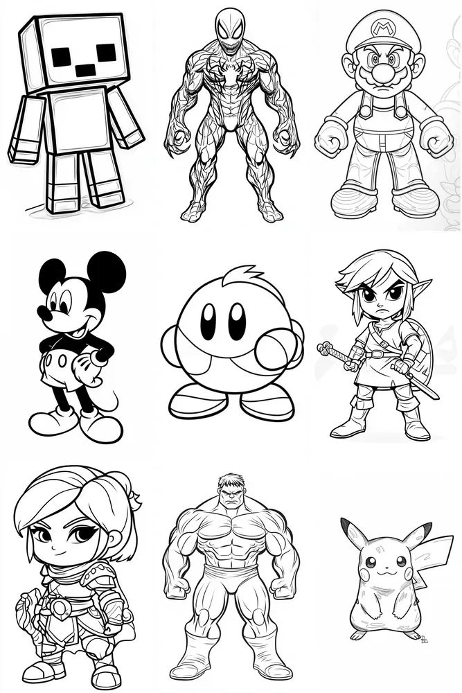 Action Figure Coloring Pages Midjourney Prompt | PromptBase