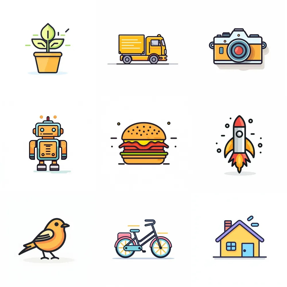 Stunning Linear Color Icons Midjourney Prompt | PromptBase