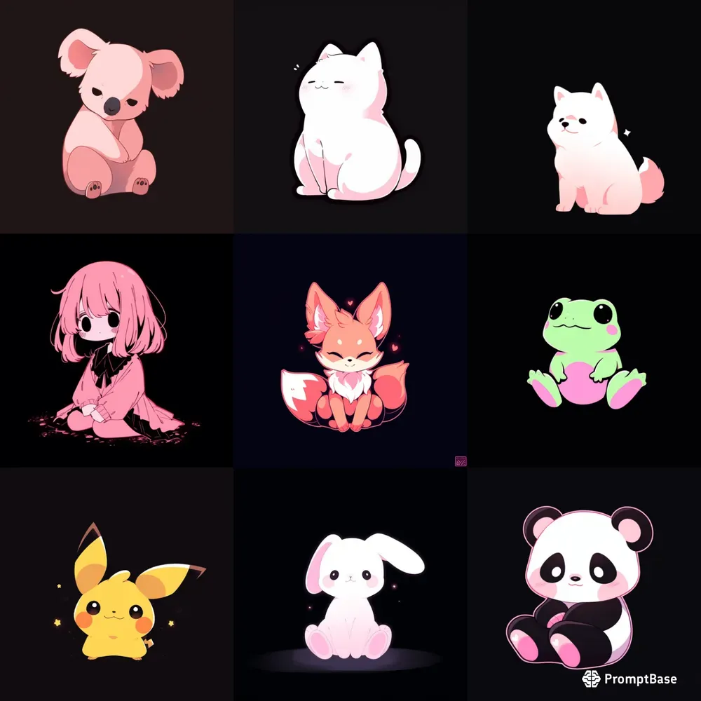 Cute Minimalistic Animals In Anime Style Midjourney Prompt | PromptBase