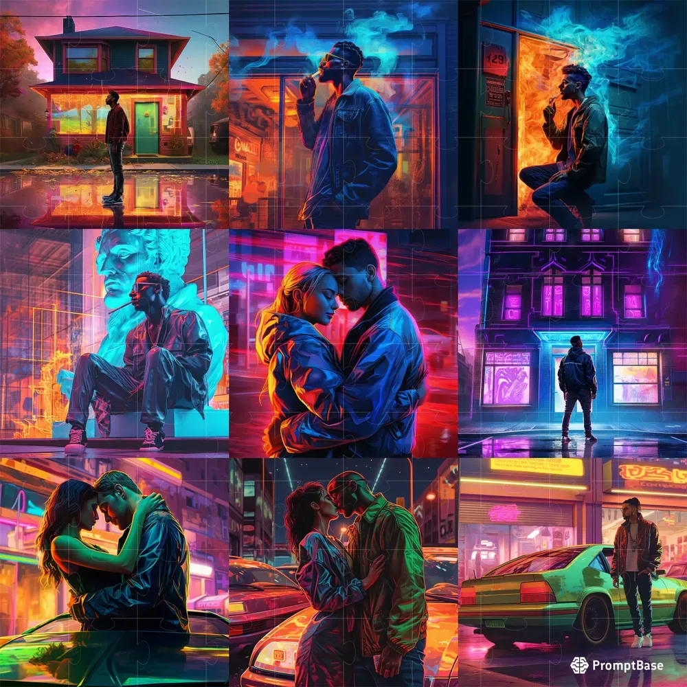 Neon Night Album Covers Midjourney Prompt | PromptBase