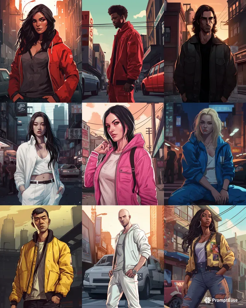 Gta Style Characters Midjourney Prompt | PromptBase