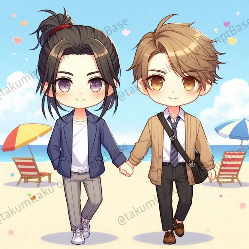 Cute Chibi Bl Couple Moments | Yaoi Art DALL·E Prompt | PromptBase
