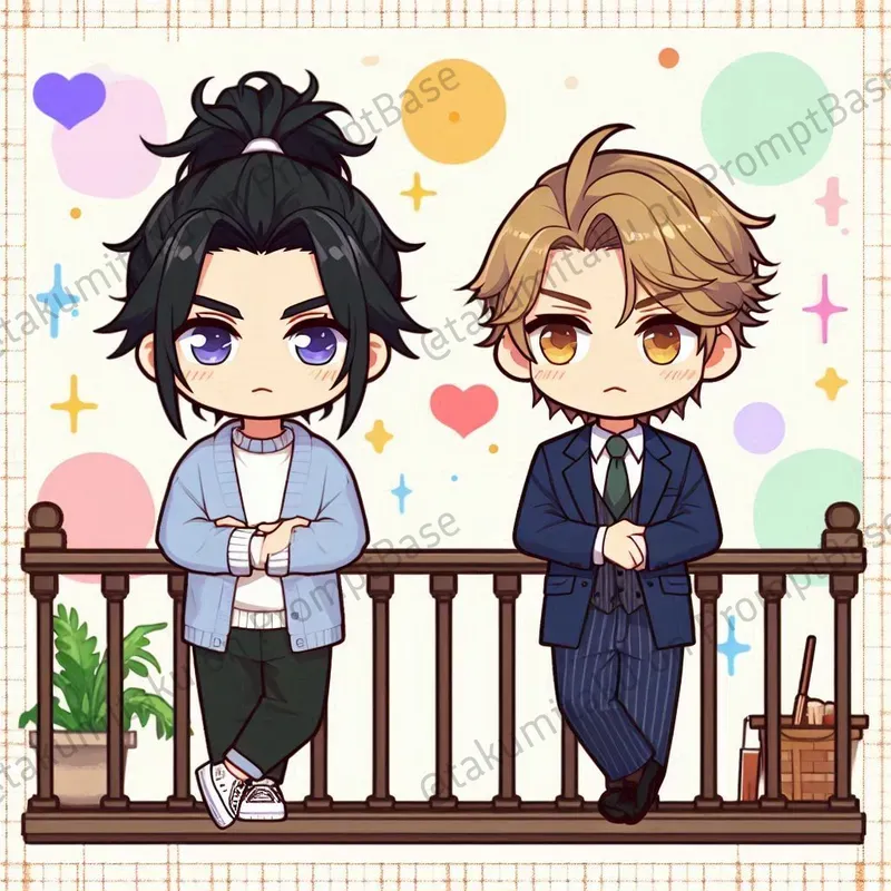 Cute Chibi Bl Couple Moments | Yaoi Art DALL·E Prompt | PromptBase