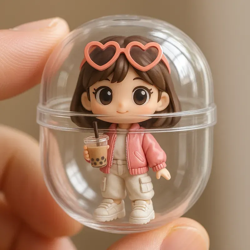 Glass Capsule Chibi Characters ChatGPT Image Prompt | PromptBase