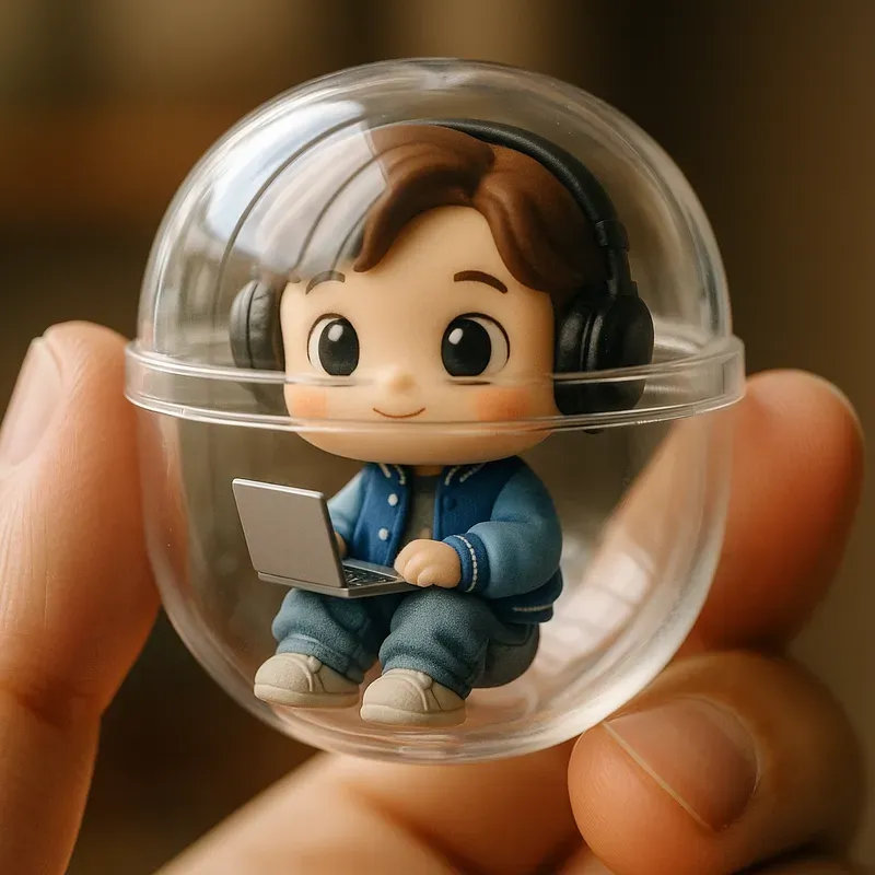 Glass Capsule Chibi Characters ChatGPT Image Prompt | PromptBase