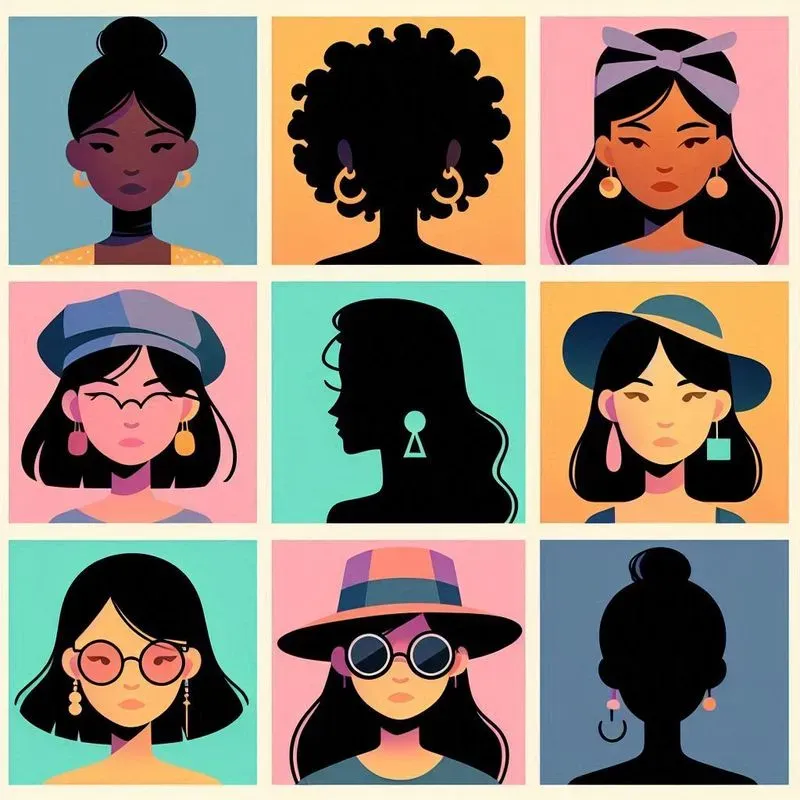 Stylized Character Grid Art DALL·E Prompt | PromptBase