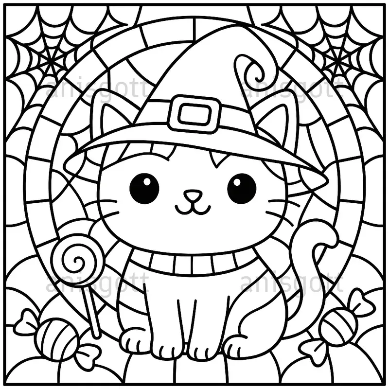 Stained Glass Halloween Coloring Pages ChatGPT Image Prompt | PromptBase
