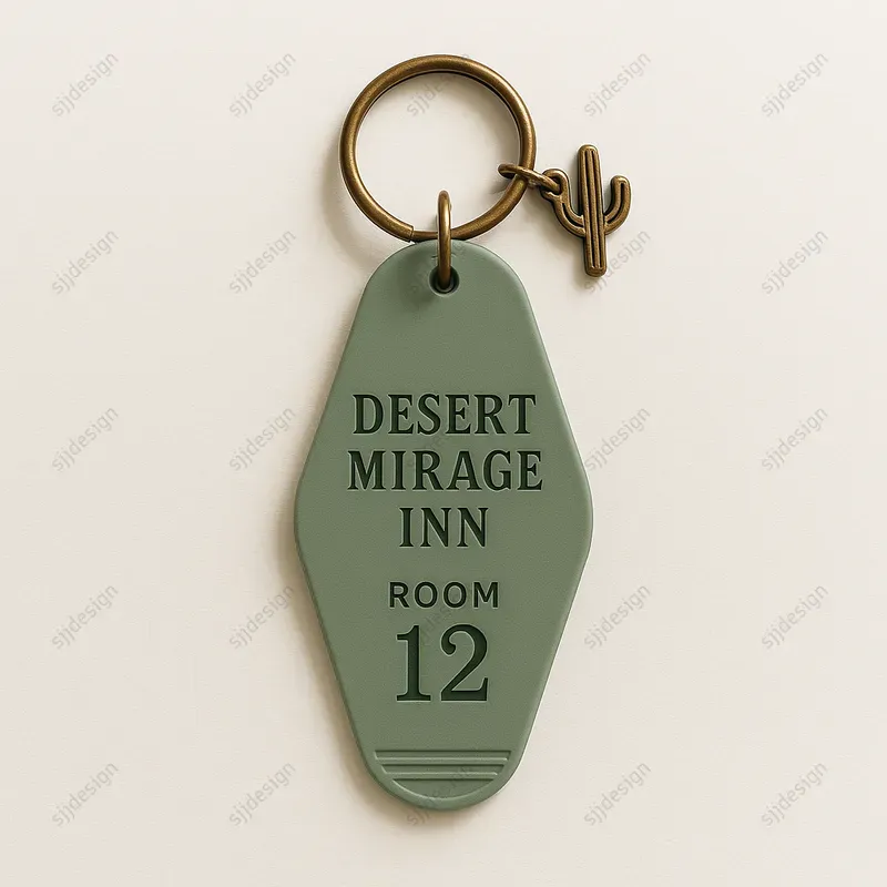 Retro Motel Key Tag Mockup Style ChatGPT Image Prompt | PromptBase