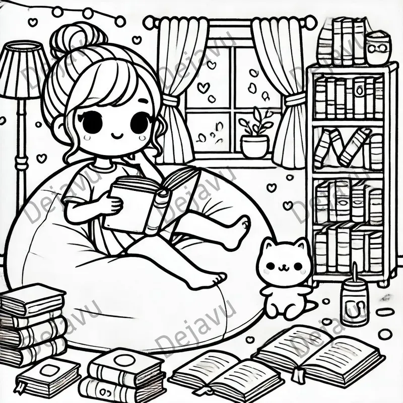 Girl Moments Coloring Book Pages DALL·E Prompt | PromptBase