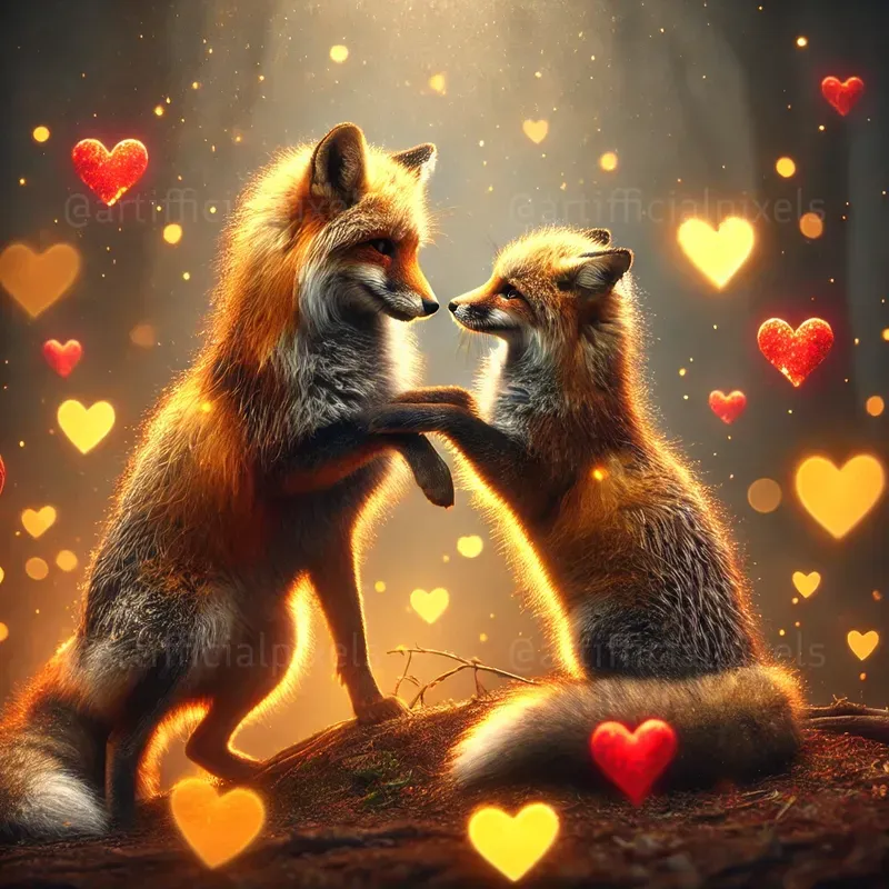 Moody Valentines Day Animal Couples DALL·E Prompt | PromptBase