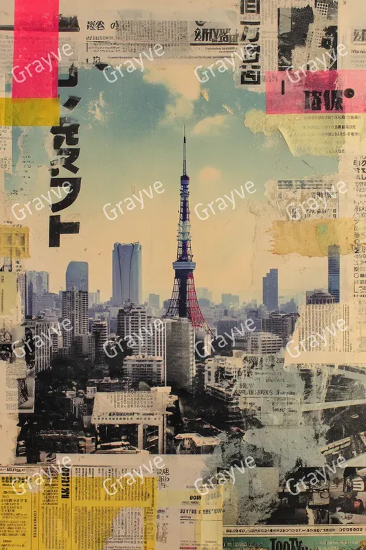 Urban Newspaper Collage Posters Midjourney Prompt | PromptBase
