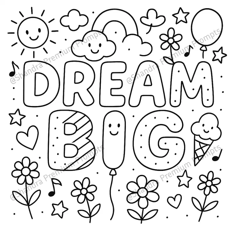 Cute Motivational Text Coloring Pages ChatGPT Image Prompt | PromptBase