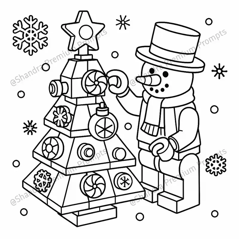 Lego Christmas Coloring Book Pages ChatGPT Image Prompt | PromptBase