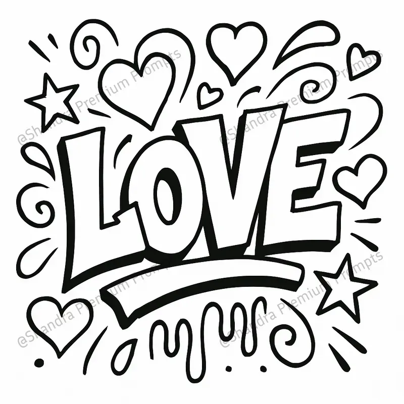 Graffiti Text Coloring Book Page Generators ChatGPT Image Prompt | PromptBase