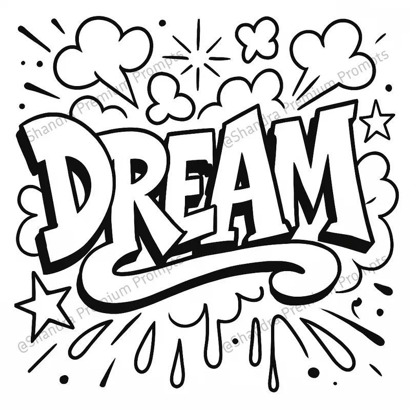 Graffiti Text Coloring Book Page Generators ChatGPT Image Prompt ...