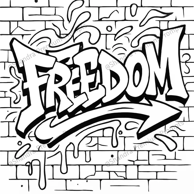 Graffiti Text Coloring Book Page Generators ChatGPT Image Prompt | PromptBase