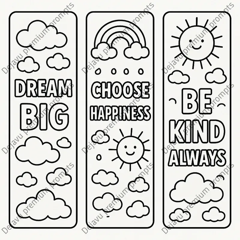 Motivational Coloring Bookmarks Designs ChatGPT Image Prompt | PromptBase