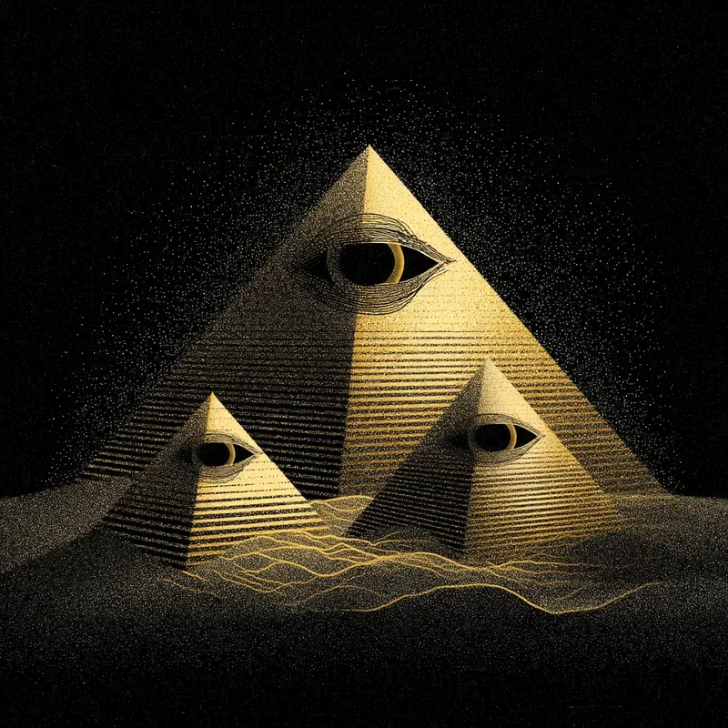 Surreal Ancient Golden Dotwork Art Midjourney Prompt | PromptBase