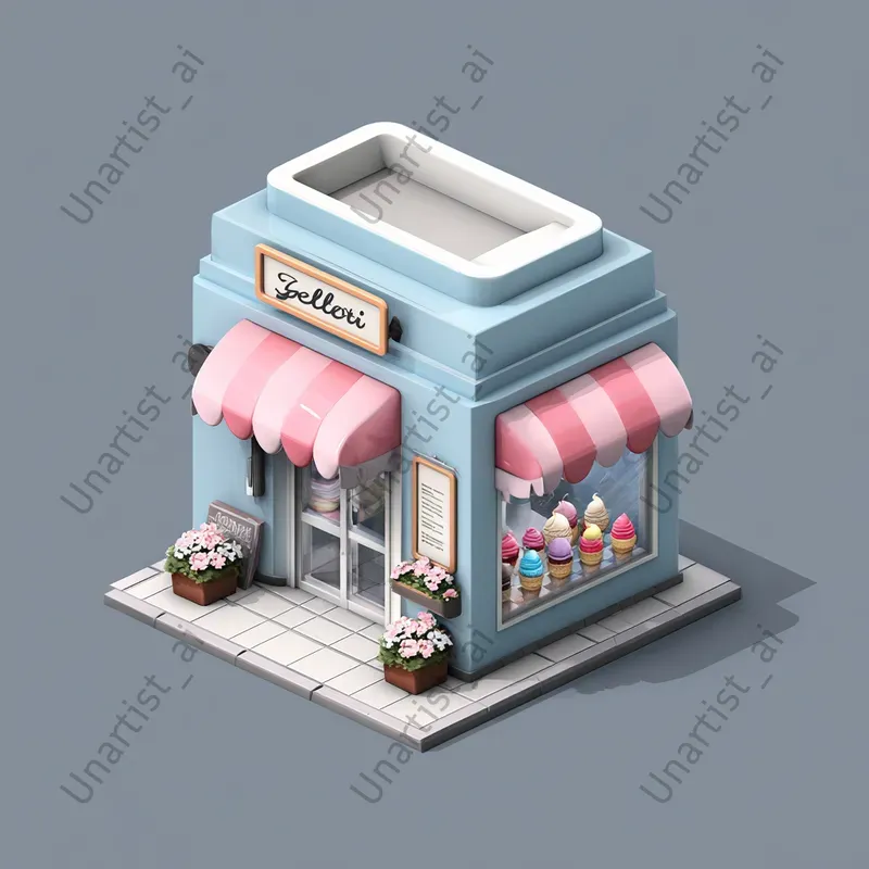 Isometric Game Icons Cute Buildings Midjourney Prompt | PromptBase