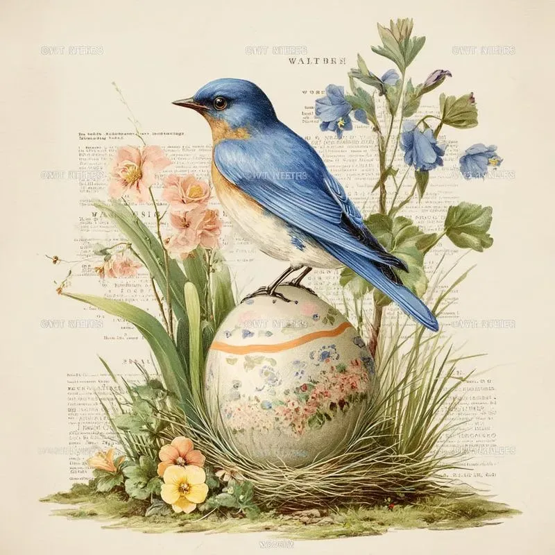 Vintage Birds Easter Eggs Midjourney Prompt | PromptBase