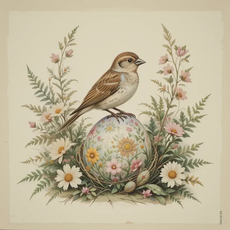 Vintage Birds Easter Eggs Midjourney Prompt | PromptBase