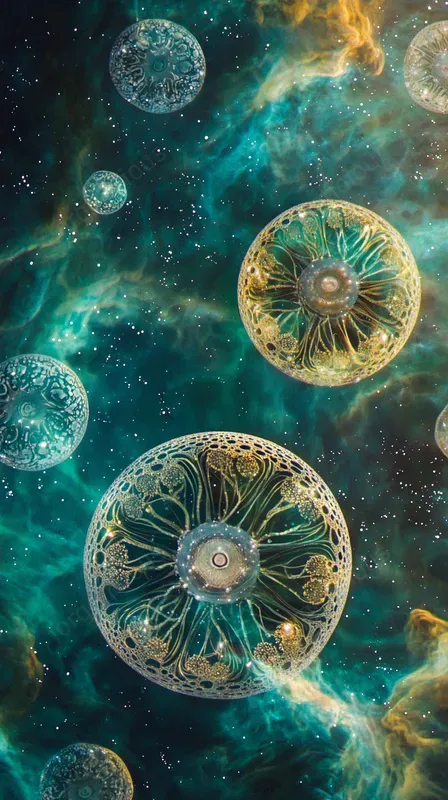 Microcosmos Meets Nebulas Art Midjourney Prompt | PromptBase