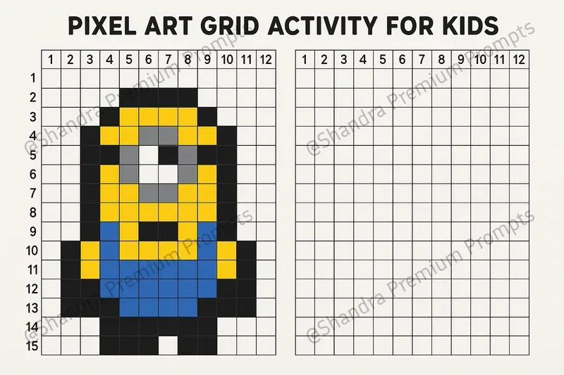 Pixel Art Grid Activities For Kids ChatGPT Image Prompt | PromptBase