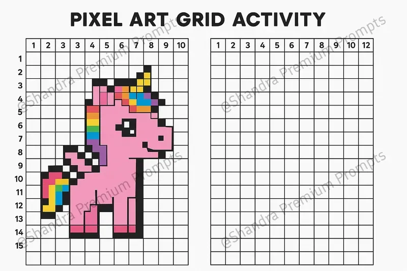 Pixel Art Grid Activities For Kids ChatGPT Image Prompt | PromptBase