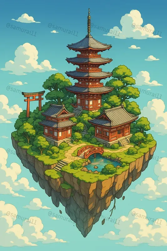 Urban Floating City Wallpaper Posters ChatGPT Image Prompt | PromptBase