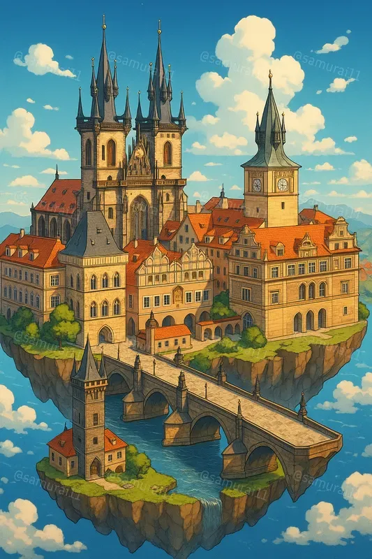 Urban Floating City Wallpaper Posters ChatGPT Image Prompt | PromptBase