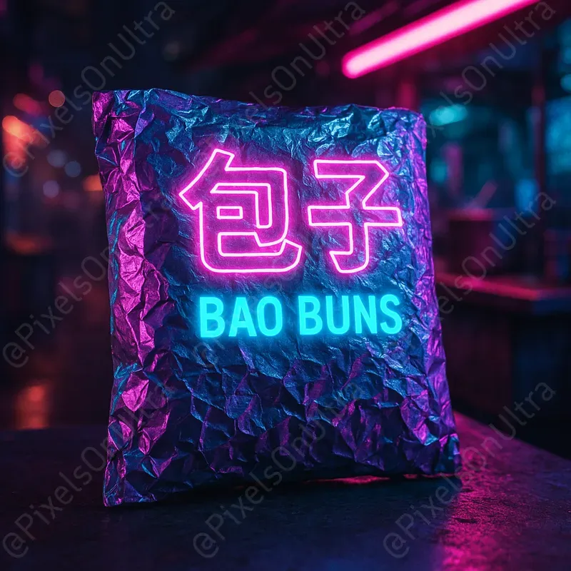 Cyberpunk Street Food Wrapper Mockups ChatGPT Image Prompt | PromptBase