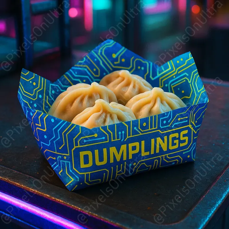 Cyberpunk Street Food Wrapper Mockups ChatGPT Image Prompt | PromptBase