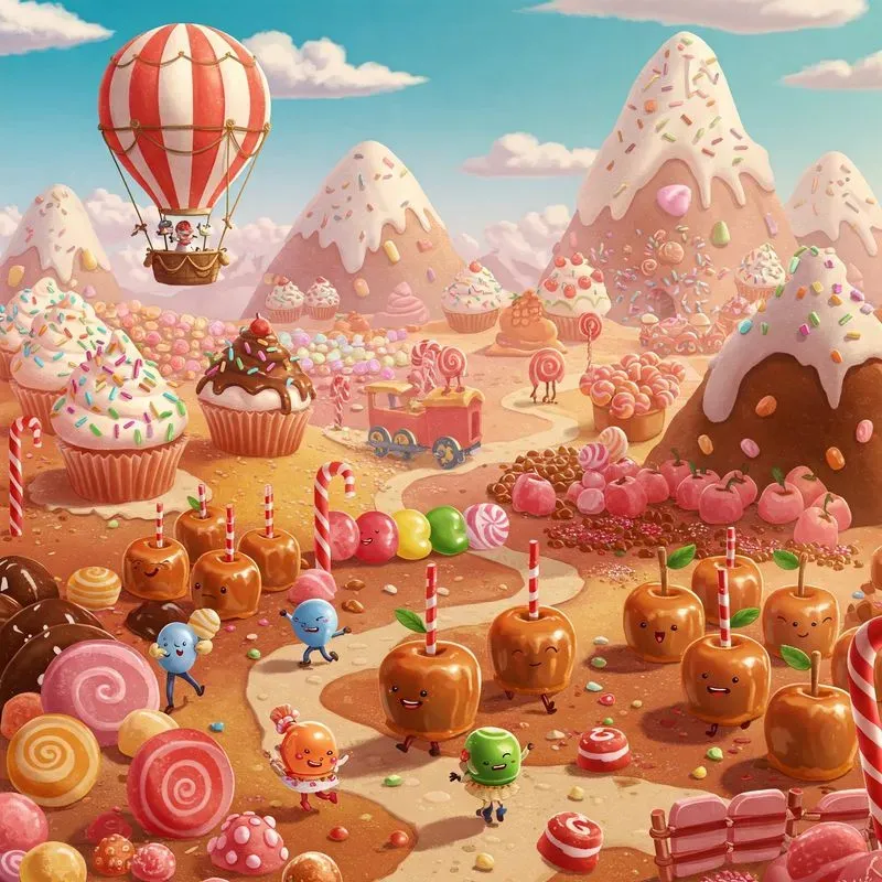 Simple And Whimsical Candy Land Art Imagen Prompt | PromptBase
