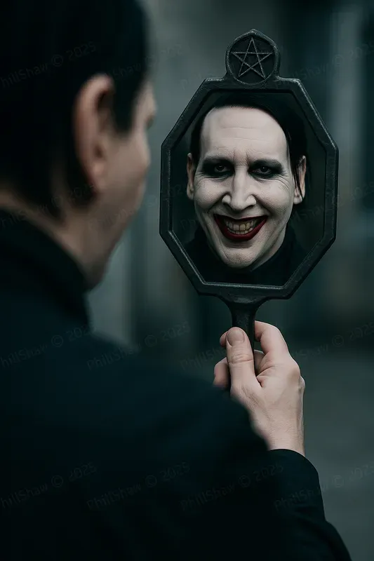Over Shoulder Mirror Holder Portraits ChatGPT Image Prompt | PromptBase