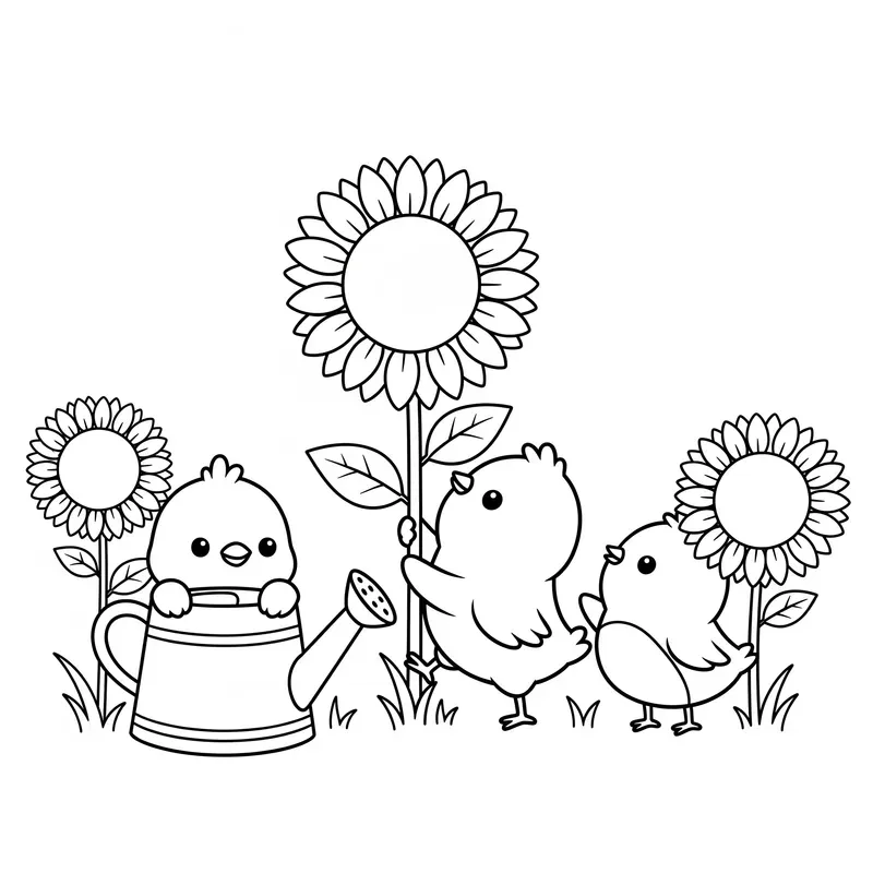 Kawaii Animals Coloring Books Line Art Gemini Image Prompt | PromptBase