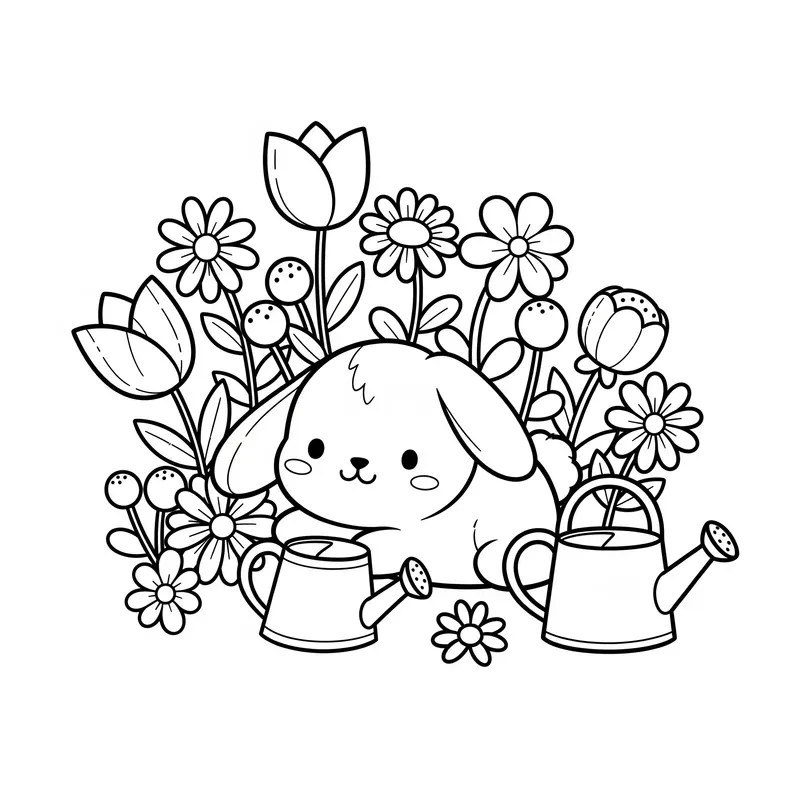 Kawaii Animals Coloring Books Line Art Gemini Image Prompt | PromptBase