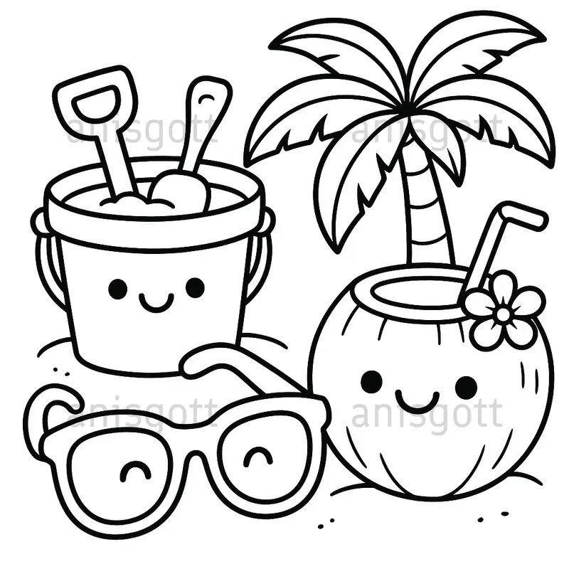 Bold And Easy Fun Summer Coloring Pages ChatGPT Image Prompt | PromptBase