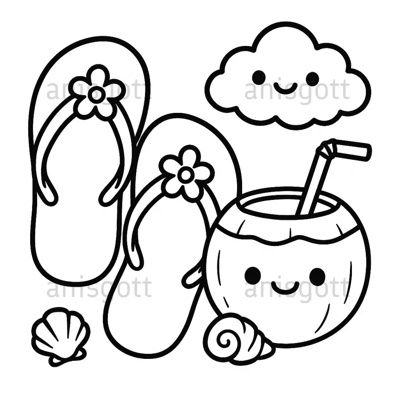 Bold And Easy Fun Summer Coloring Pages ChatGPT Image Prompt | PromptBase