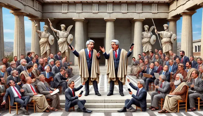Ancient Greek Debate Scenes DALL·E Prompt | PromptBase