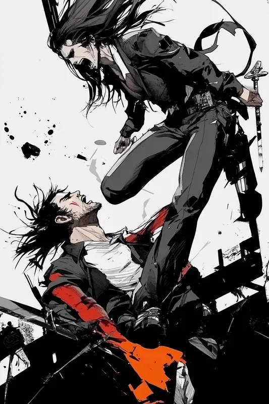 Manga Characters In Minimal Bw Ink Work Midjourney Prompt | PromptBase