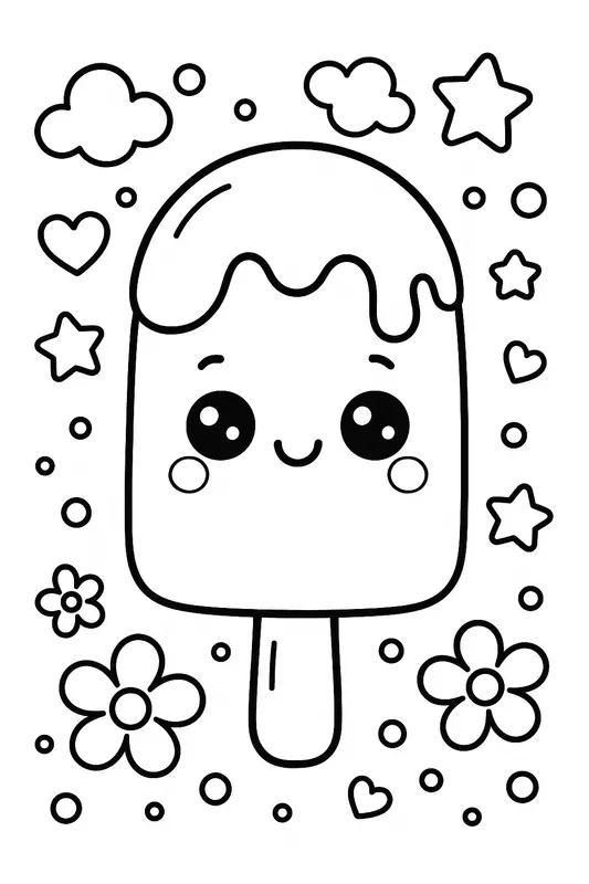 Cute Kawaii Summer Coloring Book Pages ChatGPT Image Prompt | PromptBase