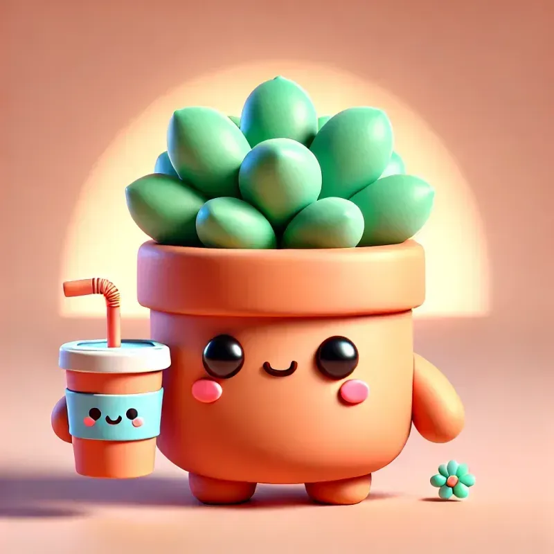 3D Cute Plant Pot Characters DALL·E Prompt | PromptBase